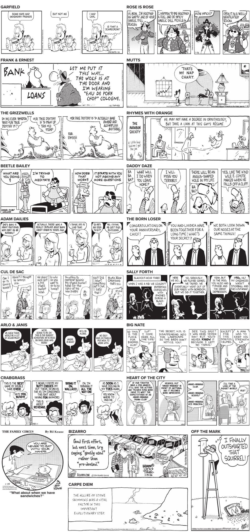 Friday, January 16, 2026 Comics and Puzzles | Daily Comics | timeswv.com