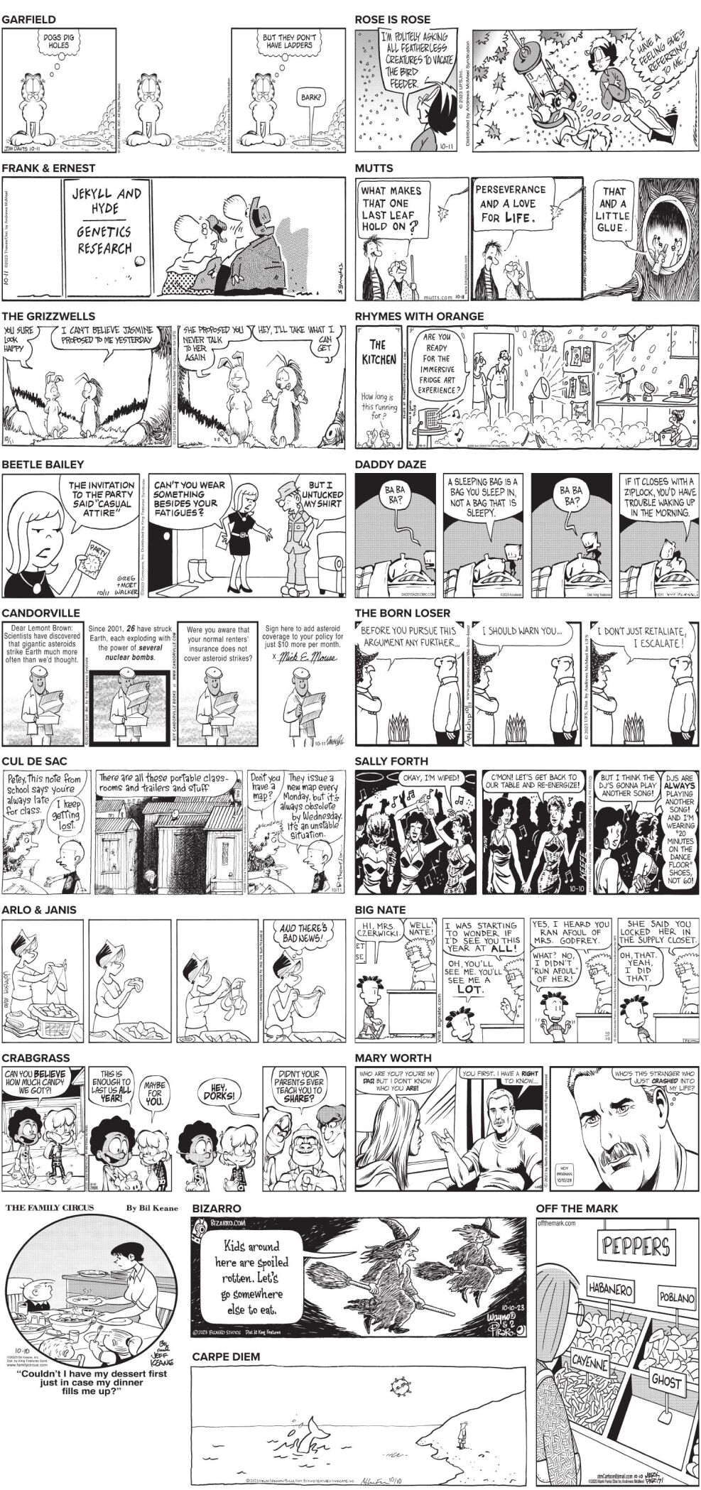 Wednesday, October 11, 2023 Comics and Puzzles | Daily Comics | timeswv.com