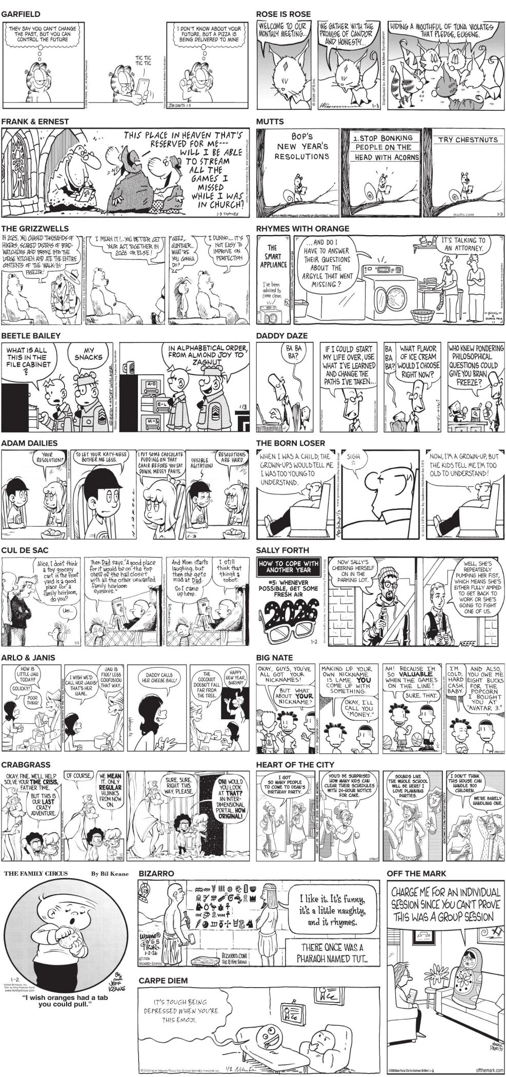 Saturday, January 3, 2026 Comics and Puzzles | Daily Comics | timeswv.com