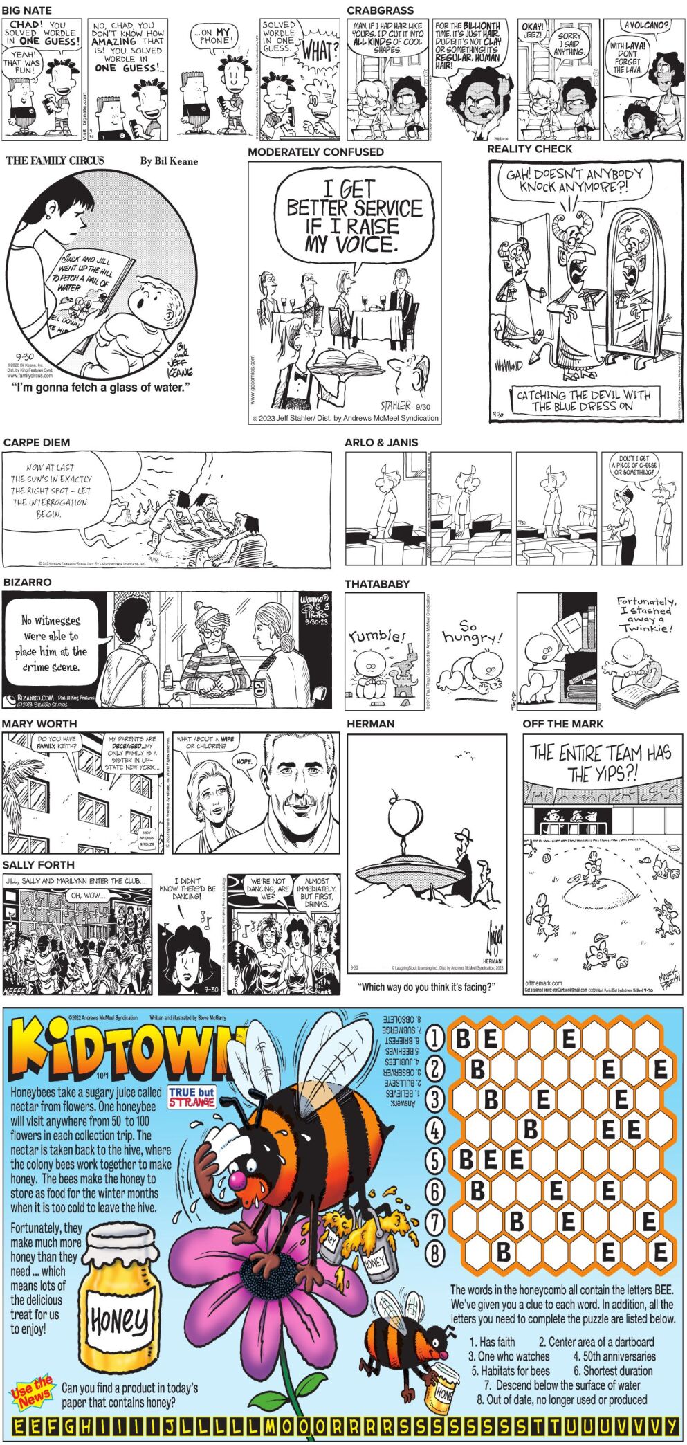 Sunday, October 1, 2023 Comics and Puzzles | Daily Comics | timeswv.com