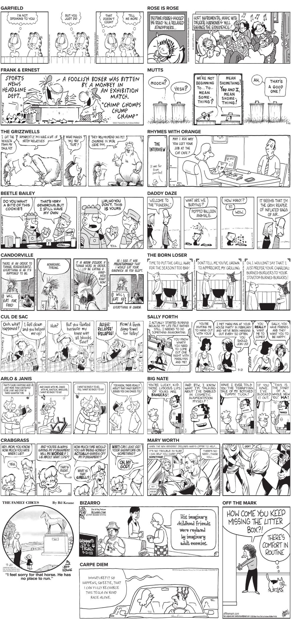 Friday, September 22, 2023 Comics and Puzzles | Daily Comics | timeswv.com