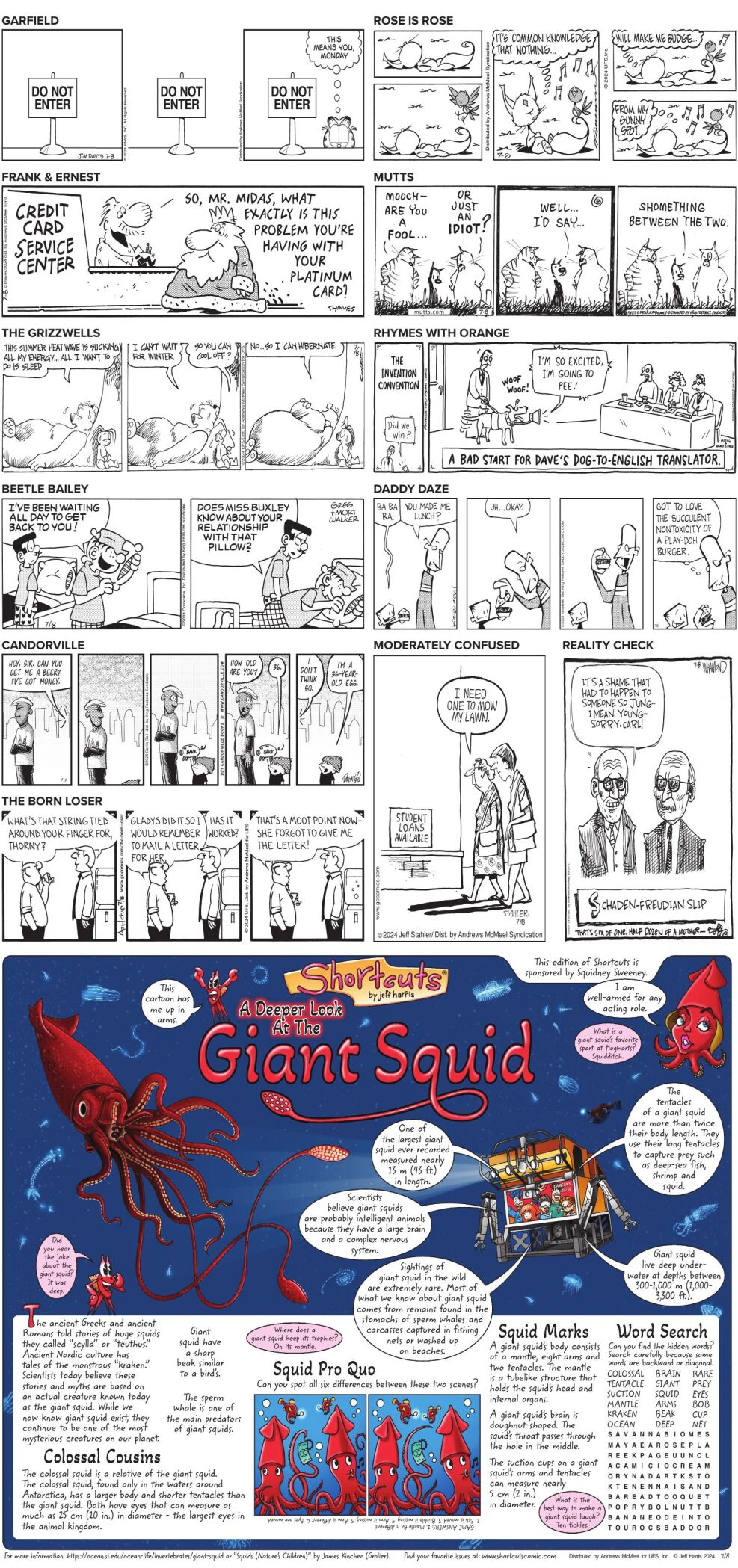 Monday, July 8, 2024 Comics and Puzzles | Daily Comics | timeswv.com