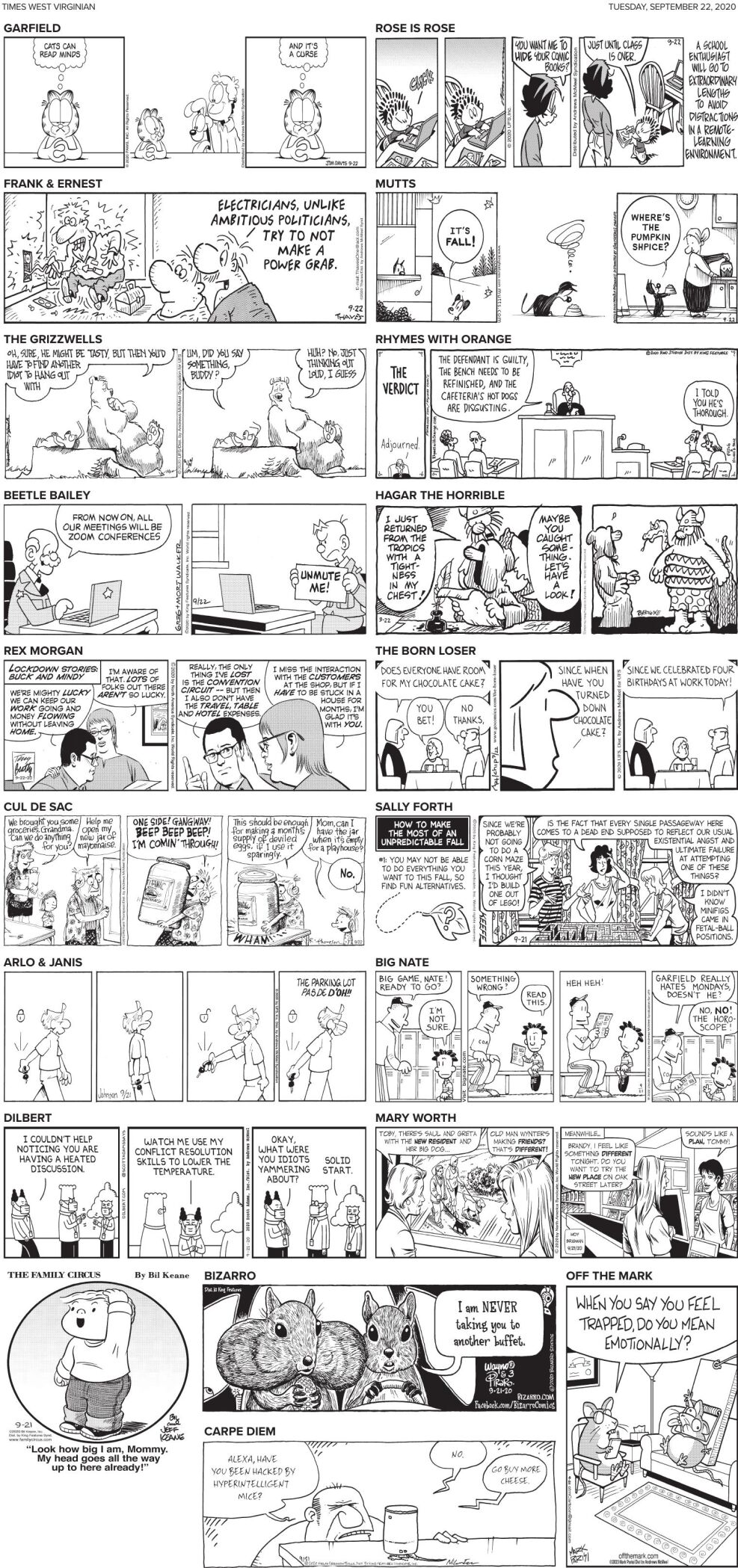 Tuesday, Sept. 22, 2020 Comics & Puzzles | Daily Comics | timeswv.com