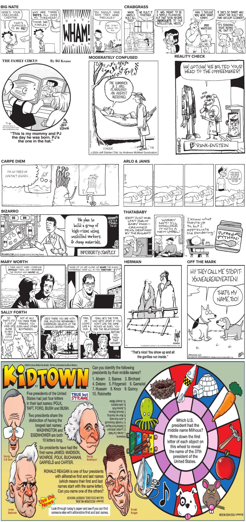 Sunday, July 7, 2024 Comics and Puzzles | Daily Comics | timeswv.com