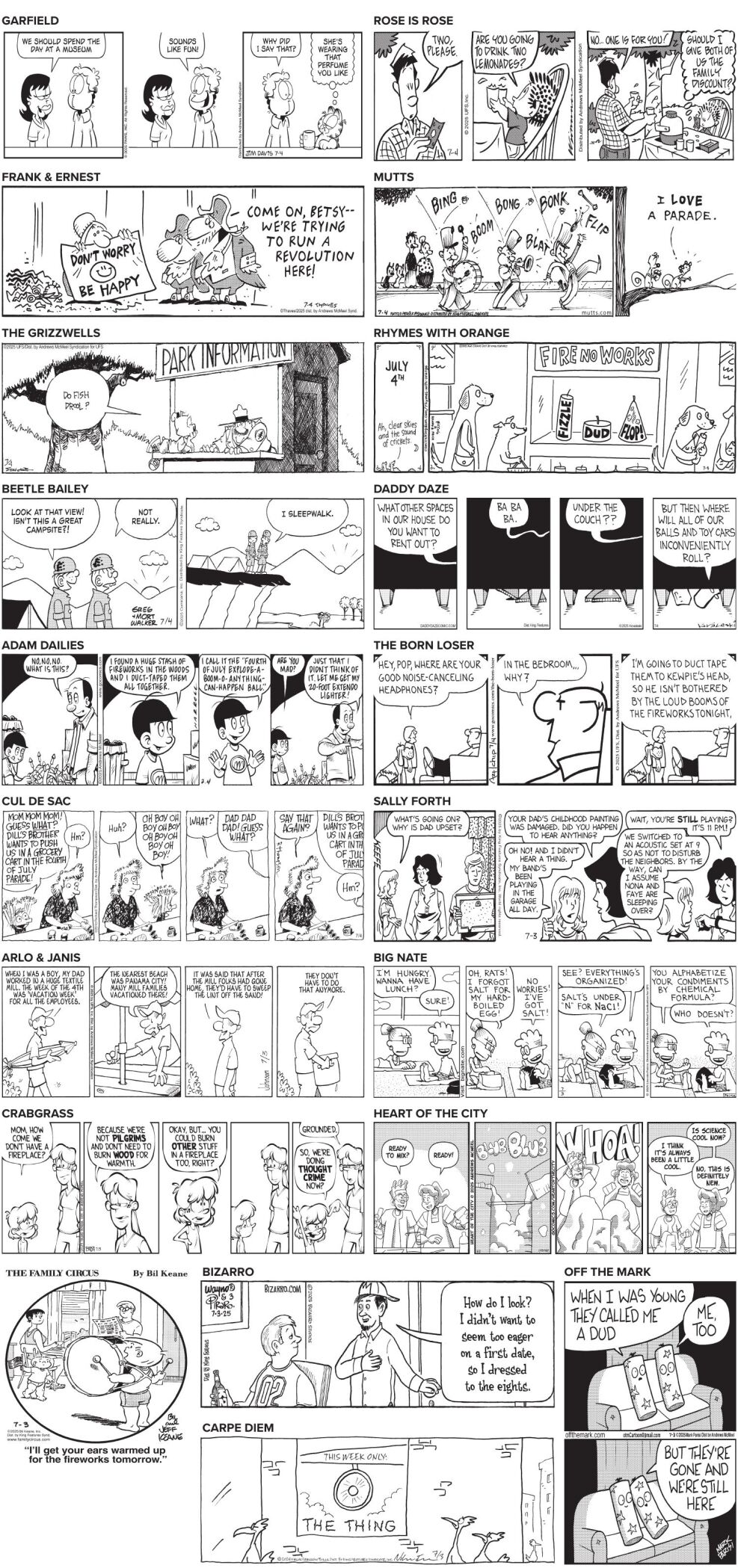 Friday, July 4, 2025 Comics and Puzzles | Daily Comics | timeswv.com