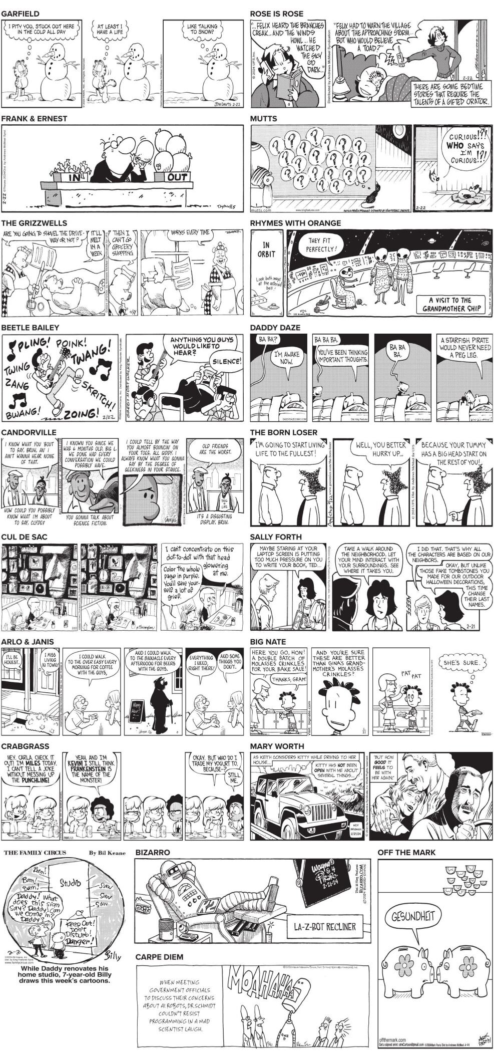 Thursday, February 22, 2024 Comics and Puzzles | Daily Comics | timeswv.com