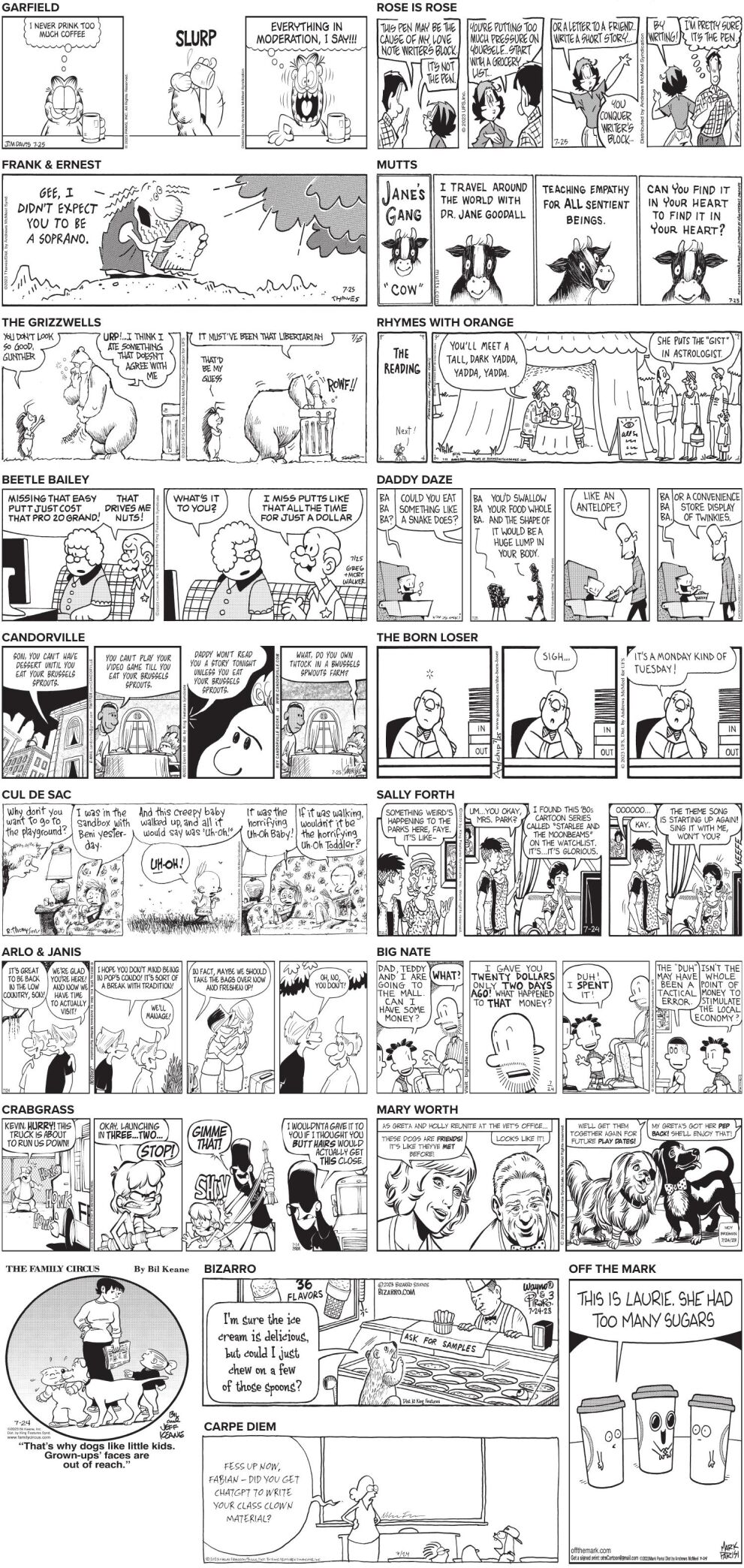 Tuesday, July 25, 2023 Comics and Puzzles | Daily Comics | timeswv.com