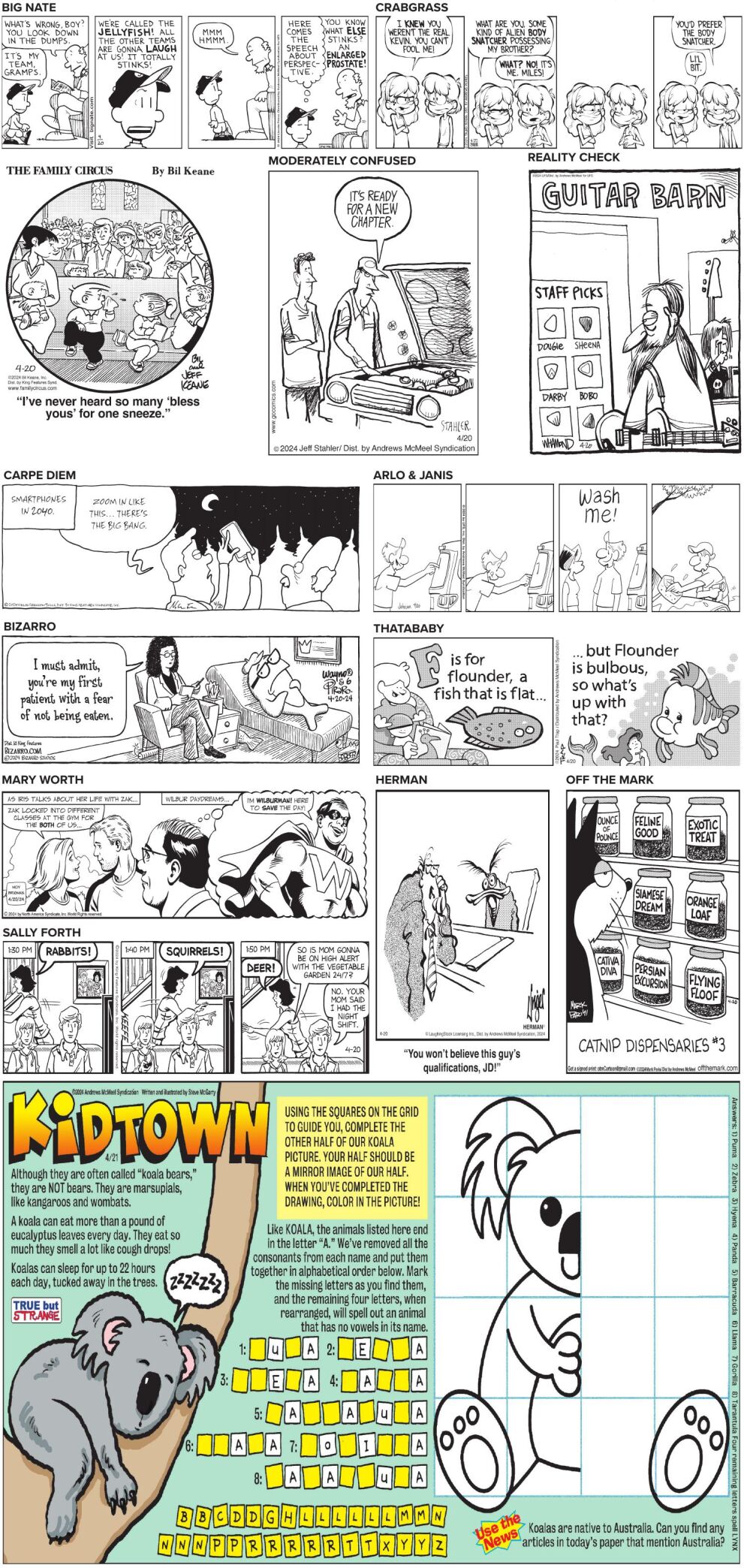 Sunday, April 21, 2024 Comics and Puzzles | Daily Comics | timeswv.com