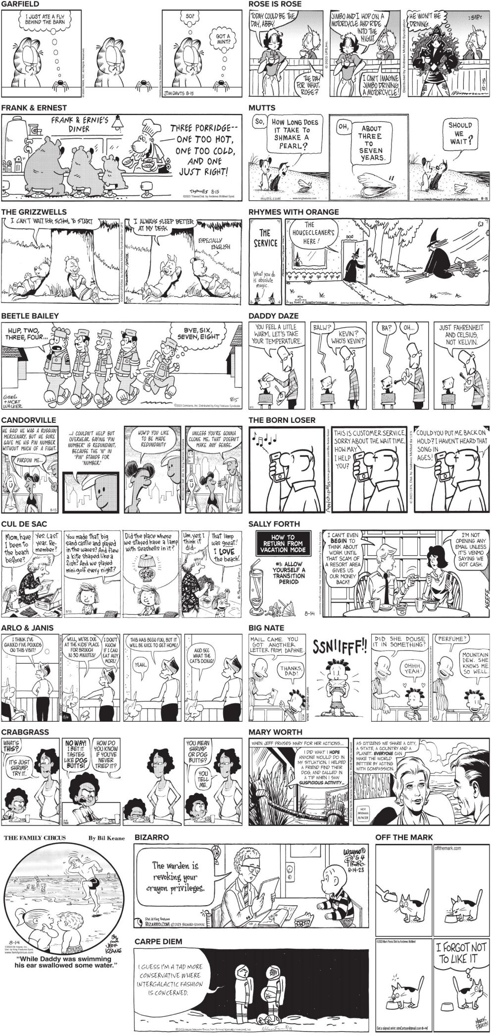 Wednesday, August 16, 2023 Comics and Puzzles | Daily Comics | timeswv.com