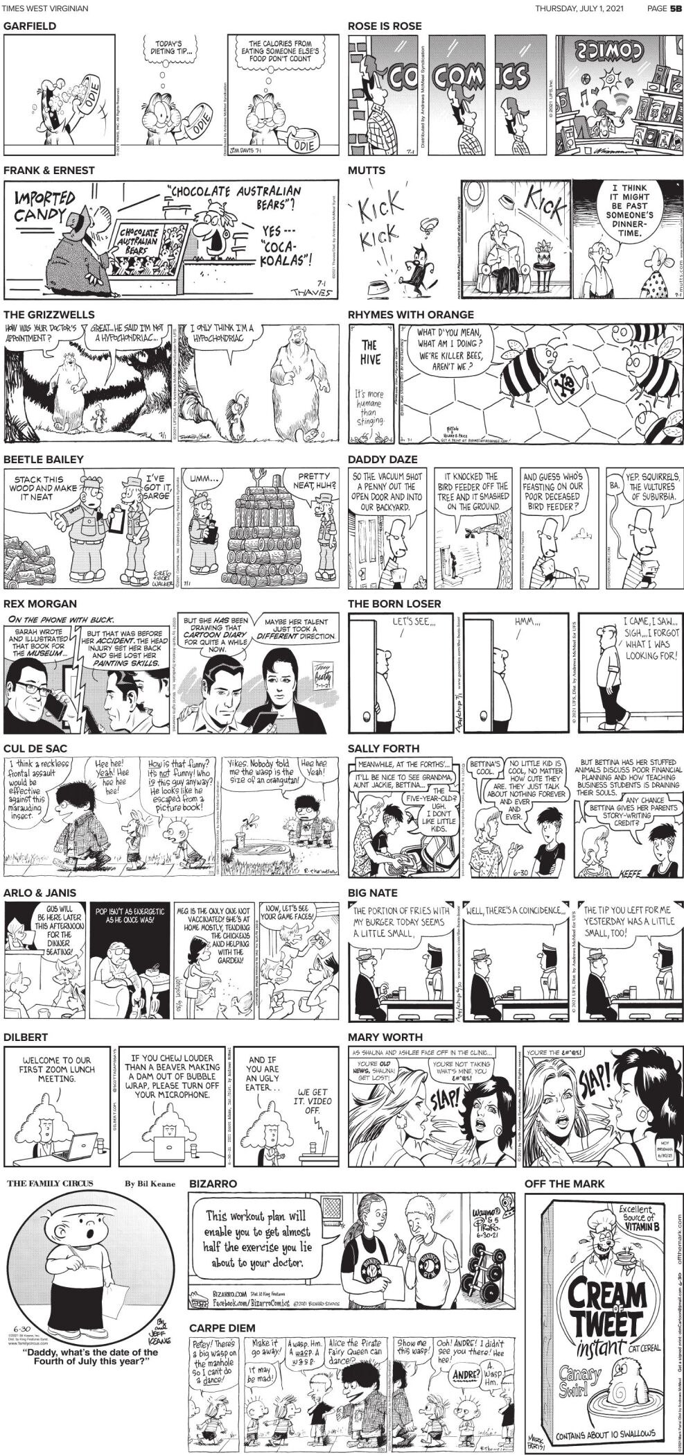 Thursday, July 1, 2021 Comics and Puzzles | Daily Comics | timeswv.com