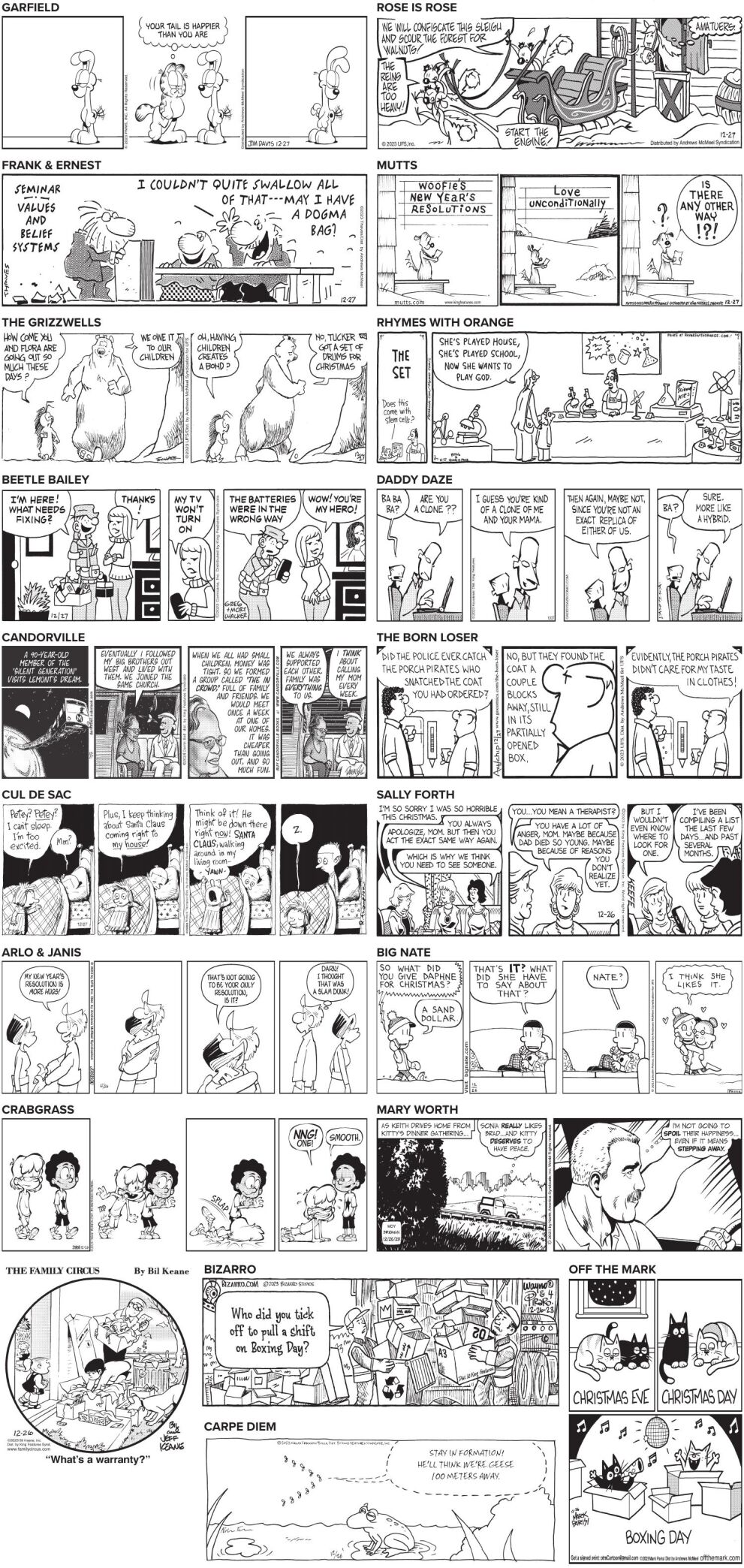 Wednesday, December 27, 2023 Comics and Puzzles | Daily Comics | timeswv.com