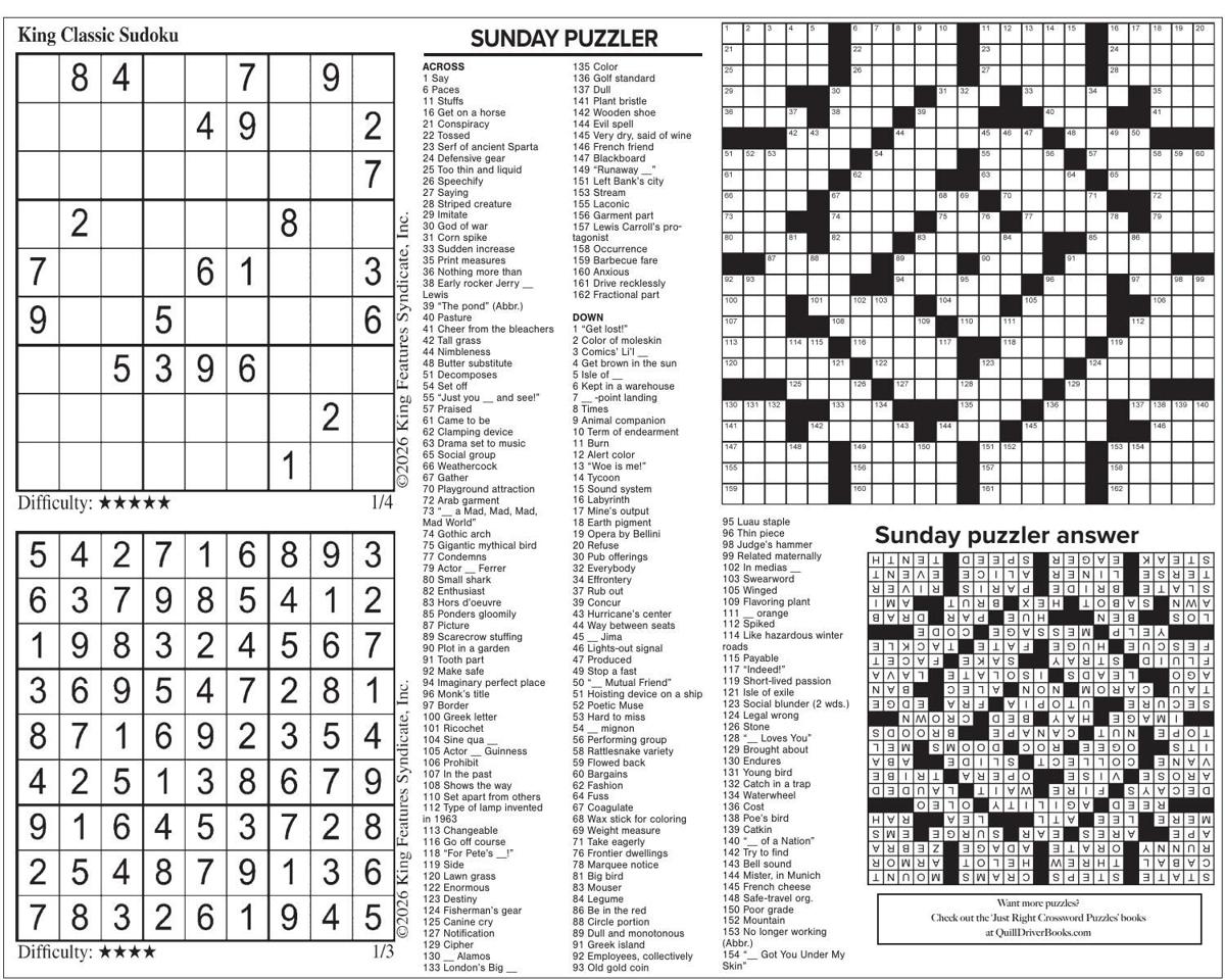 Sunday, January 4, 2026 Comics and Puzzles | Daily Comics | timeswv.com