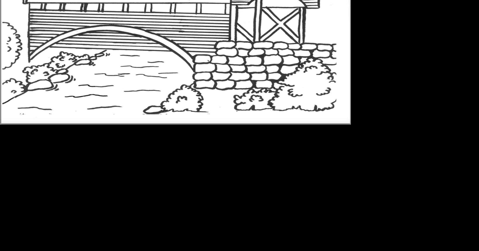 covered bridge coloring pages