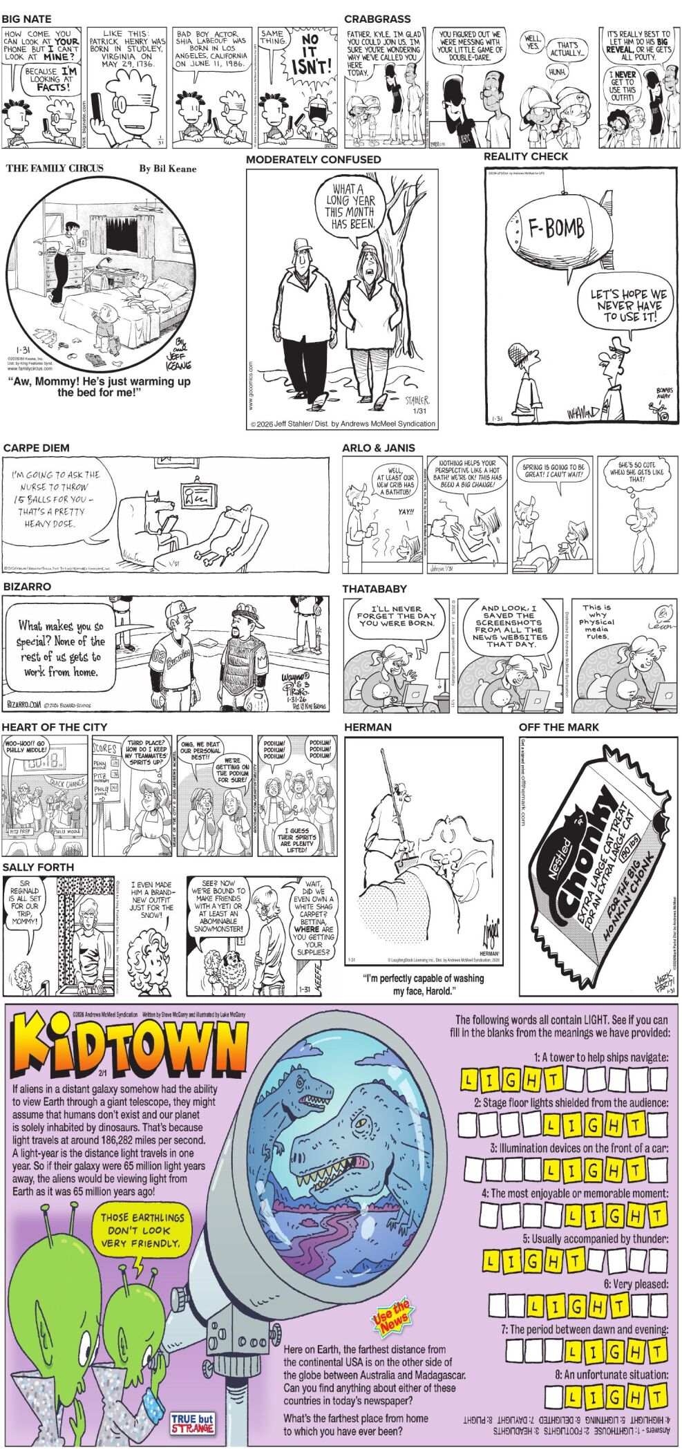 Sunday, February 1, 2026 Comics and Puzzles | Daily Comics | timeswv.com