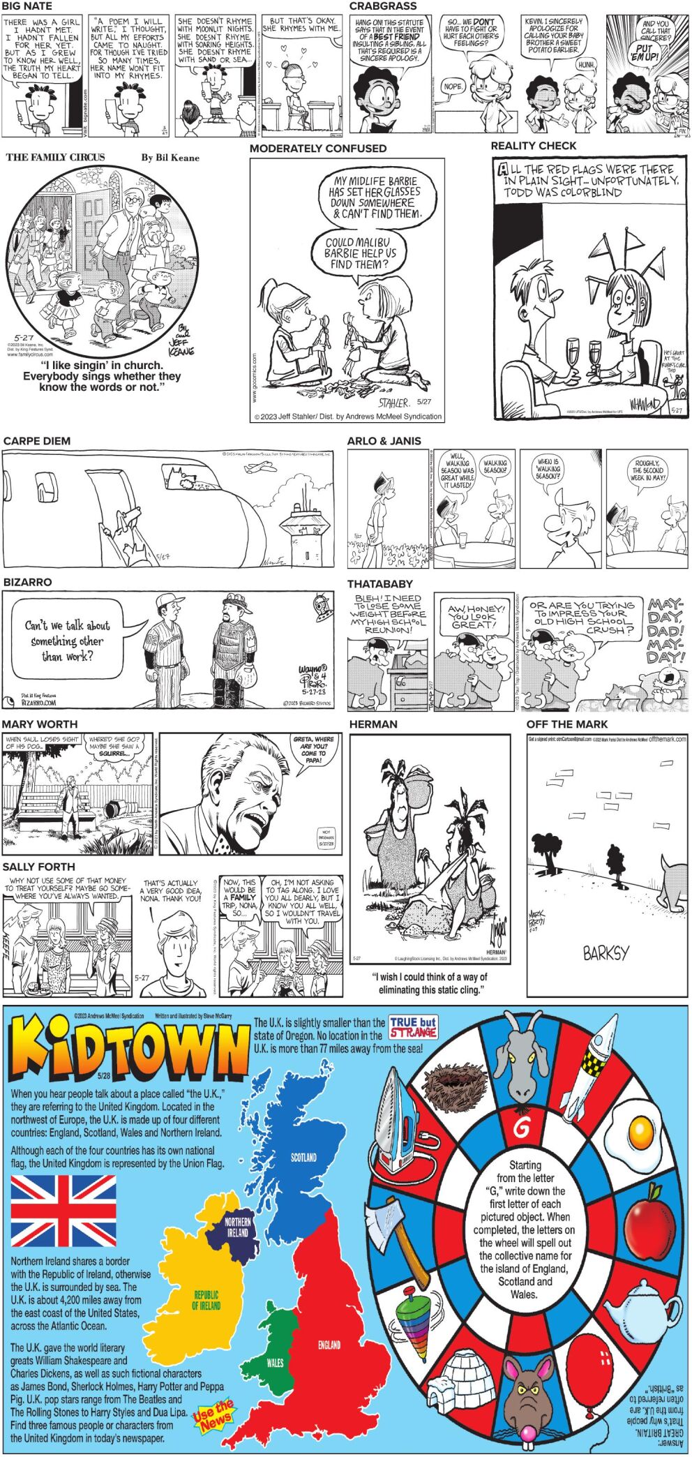 Sunday, May 28, 2023 Comics and Puzzles | Daily Comics | timeswv.com