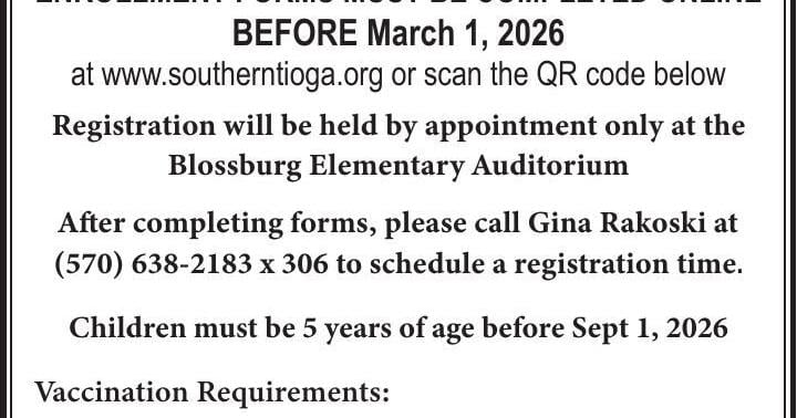 2026-2027 REGISTRATION | Announcements | tiogapublishing.com