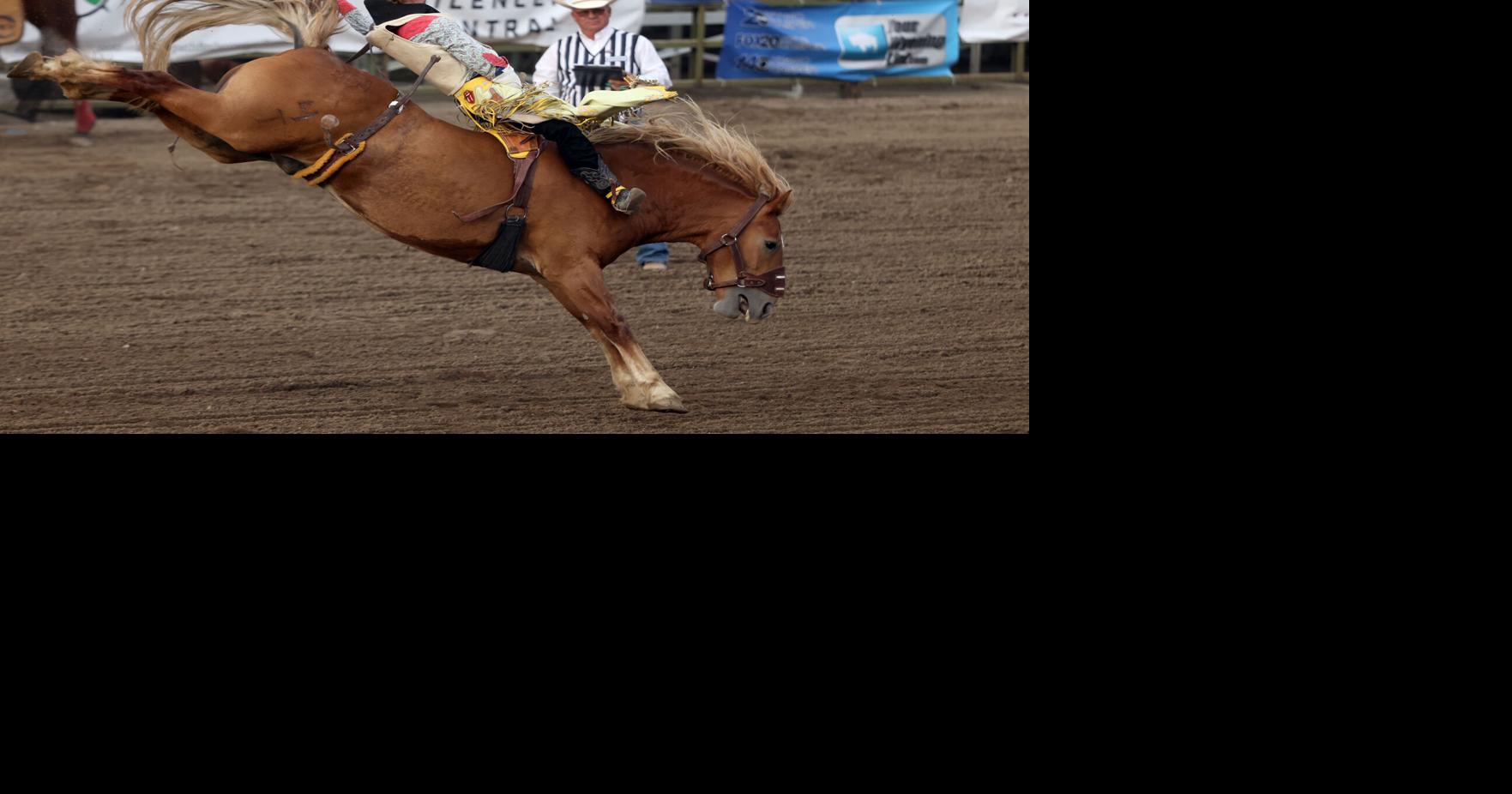 Bareback rider Cooper Filipek takes the lead at Casper rodeo