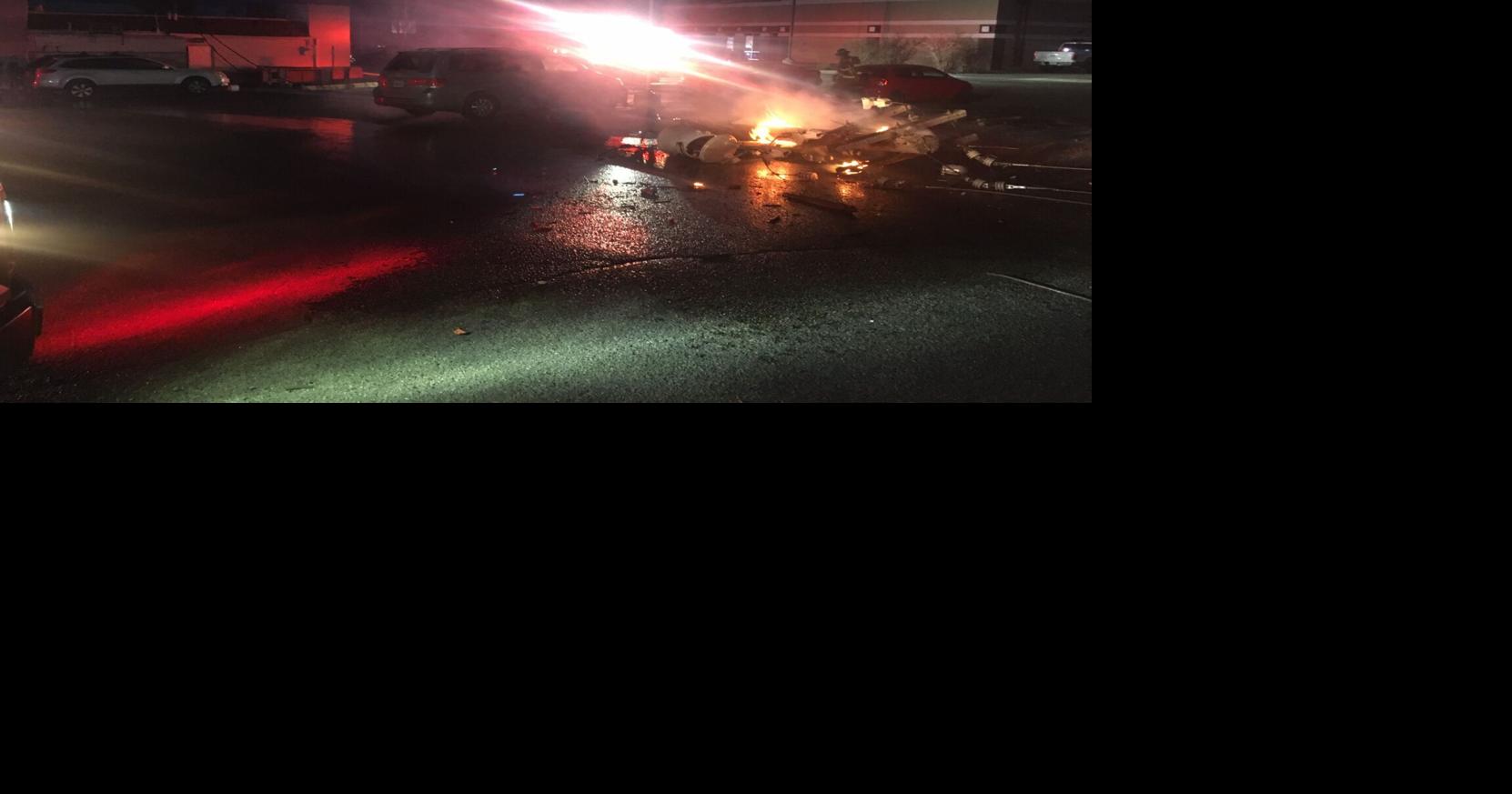 Power pole fell and caught on fire Wednesday night