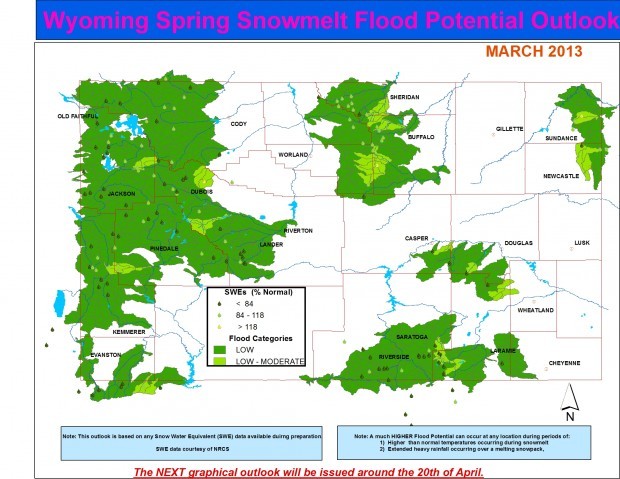 Officials: Flooding potential low across Wyoming