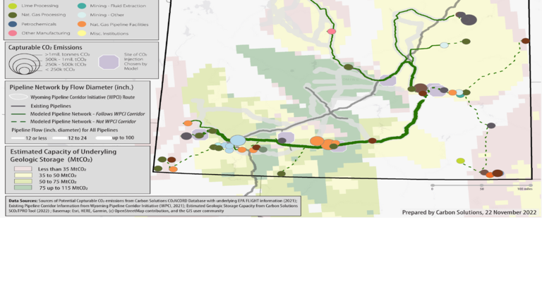 Wyoming Statewide CO2 Pipeline Study Map