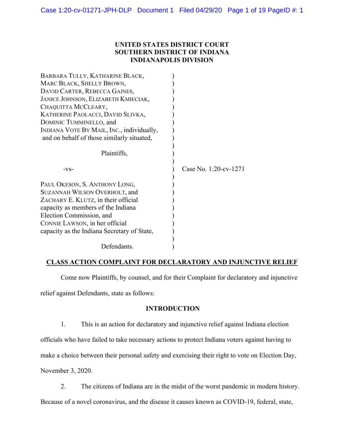 Facebook Class Action Lawsuit Indiana Maynard Carl