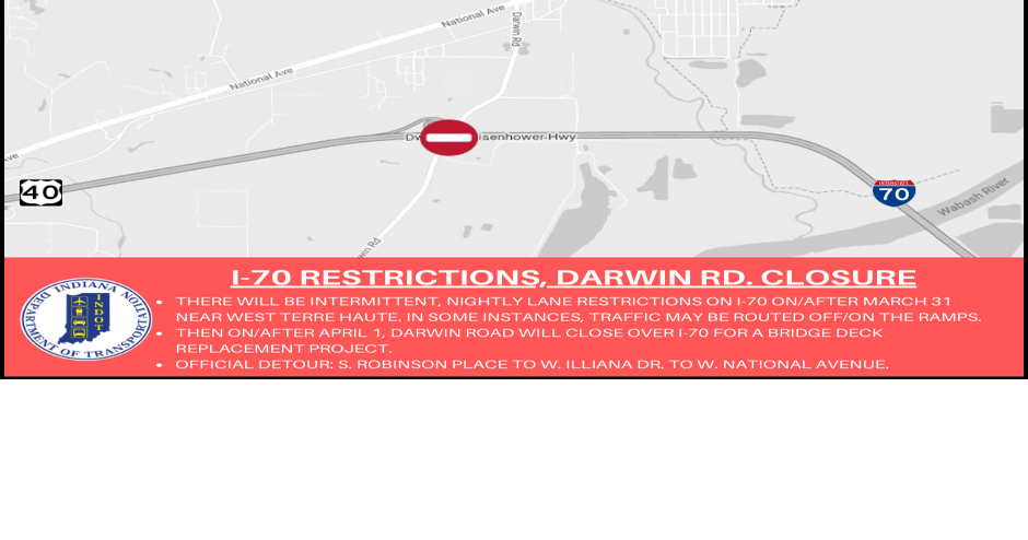 INDOT posts I-70 restrictions, Darwin Road closure | Local News ...
