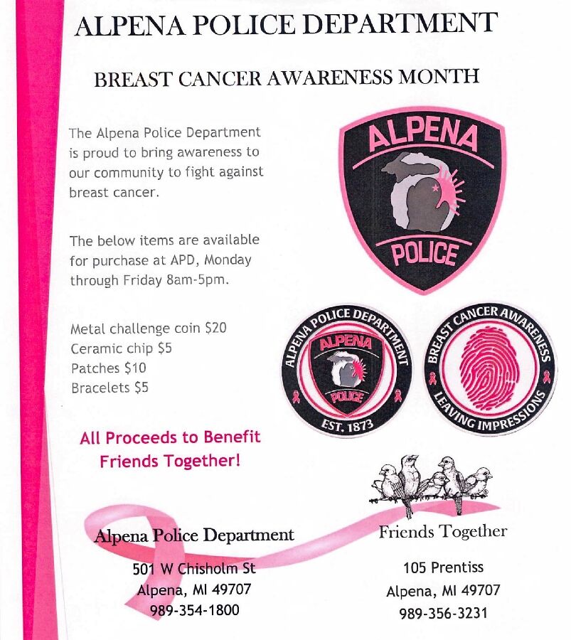 Alpena police raising funds for Friends Together during Breast Cancer ...