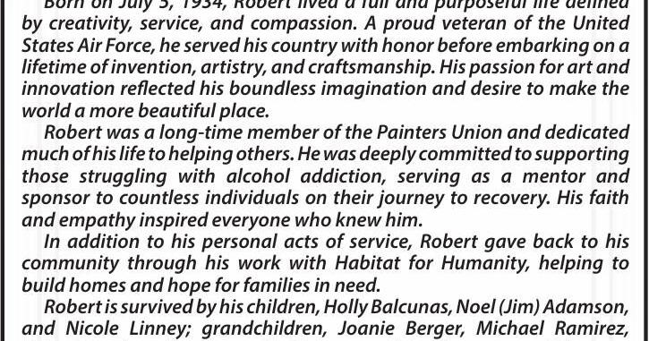 Robert Adamson | Tracy Press Obituaries | ttownmedia.com