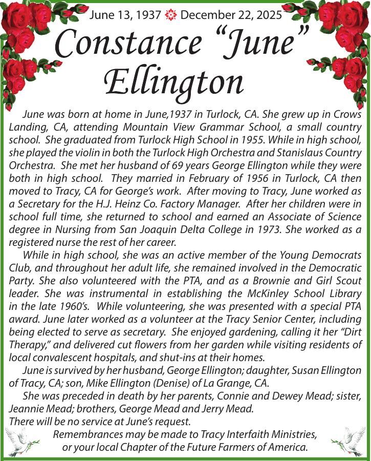 Constance "June'' Ellington | Tracy Press Obituaries | ttownmedia.com