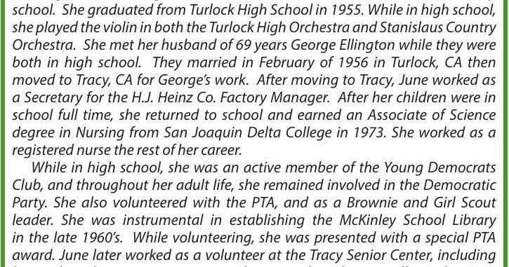 Constance "June'' Ellington | Tracy Press Obituaries | ttownmedia.com
