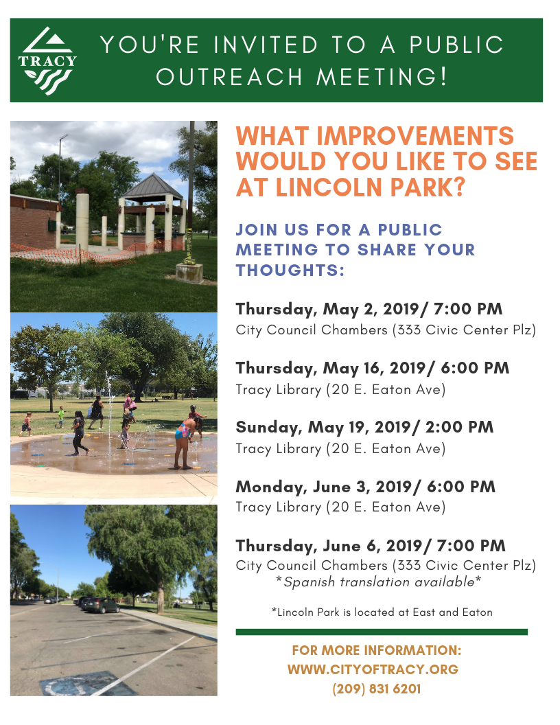 Community Outreach Meeting – Lincoln Park Revitalization | Tracy Press ...