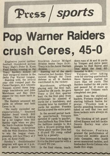 Tracy Raiders look back on early days of youth football | Tracy Press ...