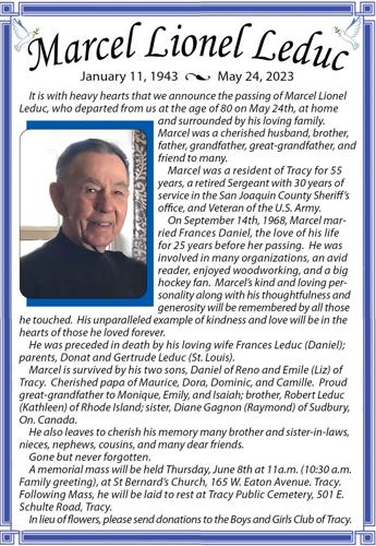 Marcel Lionel Leduc | Tracy Press Obituaries | ttownmedia.com
