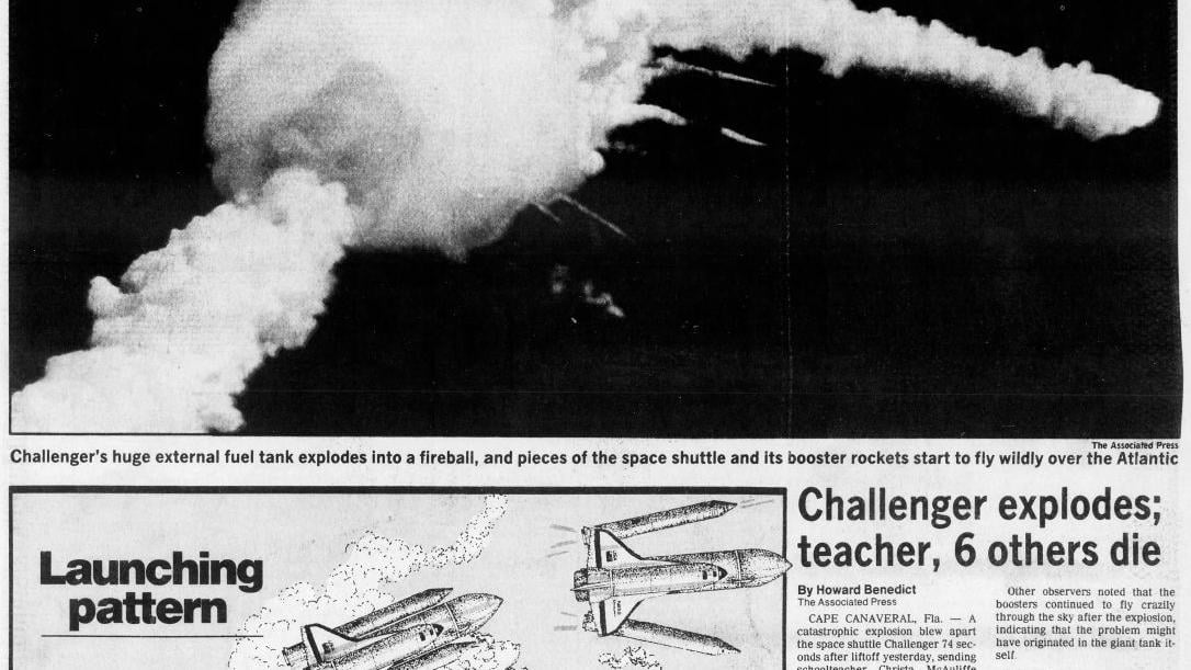 space shuttle with teacher explodes