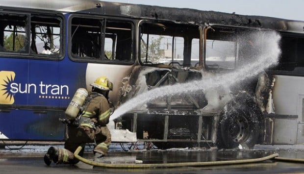 Photo: Sun Tran bus burns