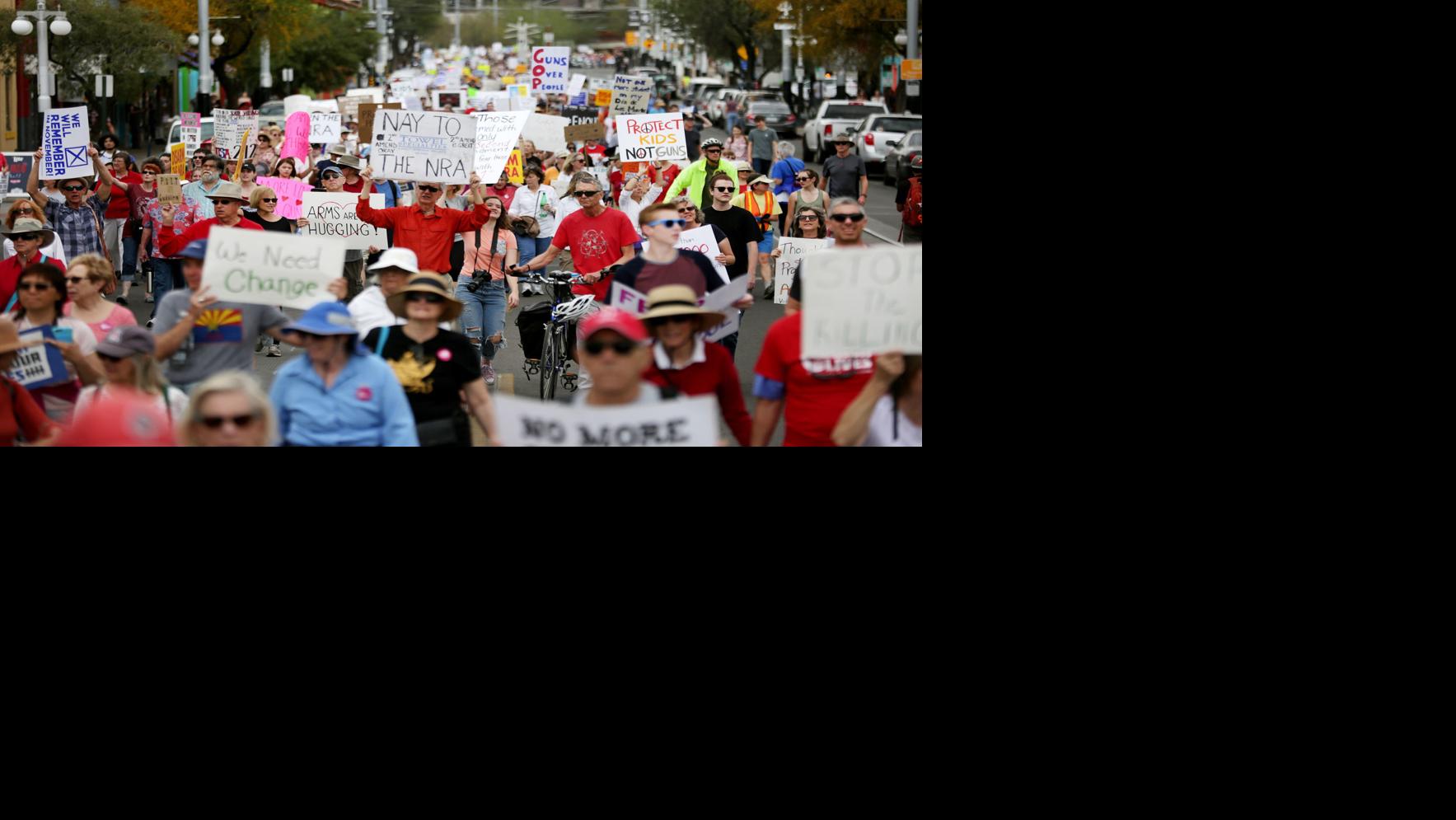 Thousands of peaceful protesters make their gun reform statement in Tucson