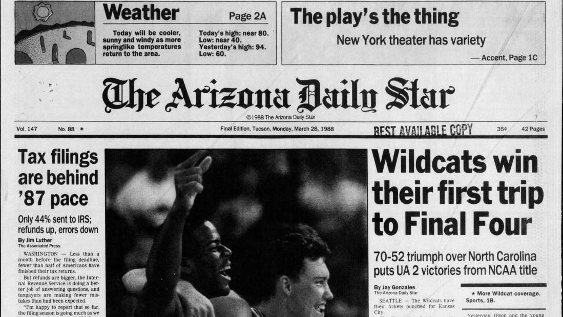 Check out the Star's headlines during the Arizona Wildcats' 1988 Final ...