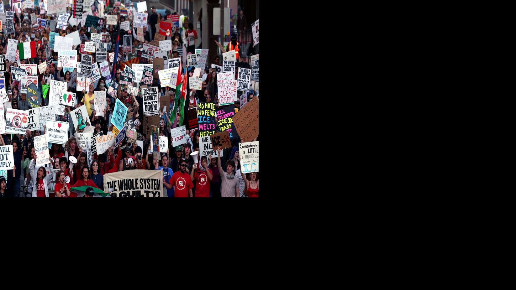 Photos: Hundreds protest Trump administration in downtown Tucson