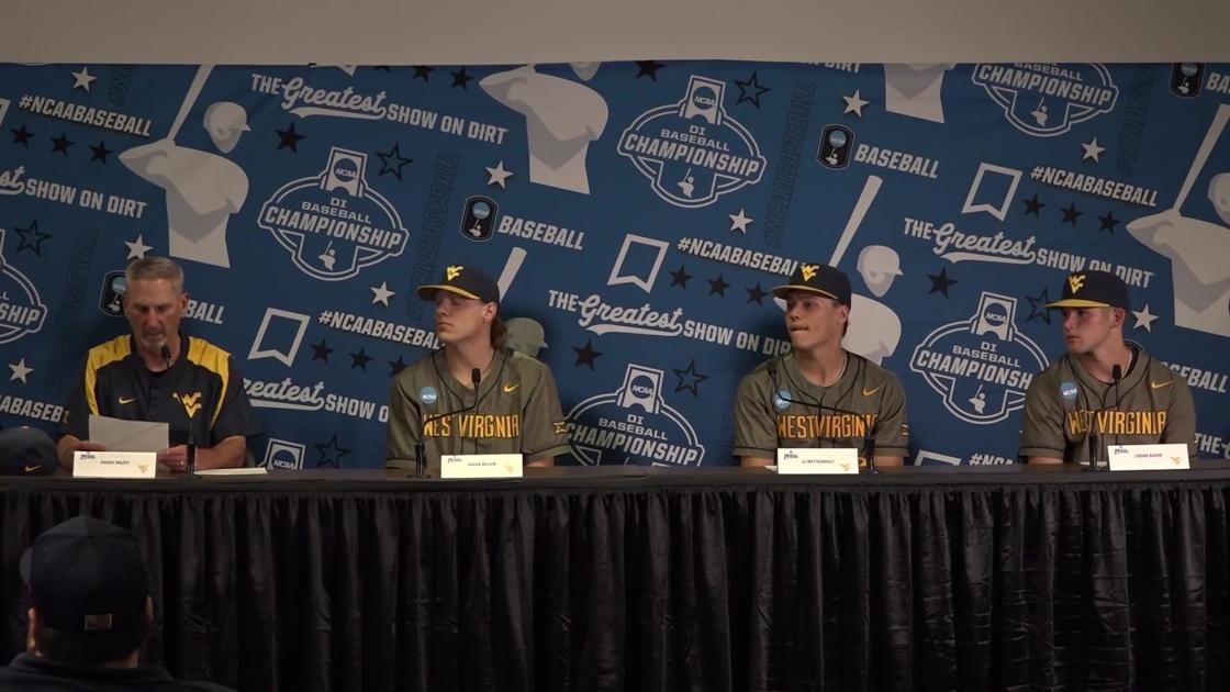 West Virginia baseball coach Randy Mazey and players NCAA regional ...