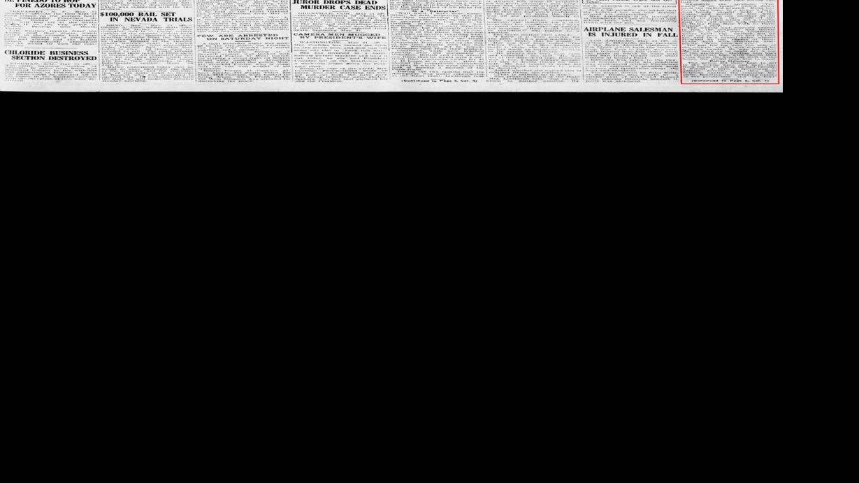 Sunday, May 22, 1927, front page: Lindbergh crosses the Atlantic
