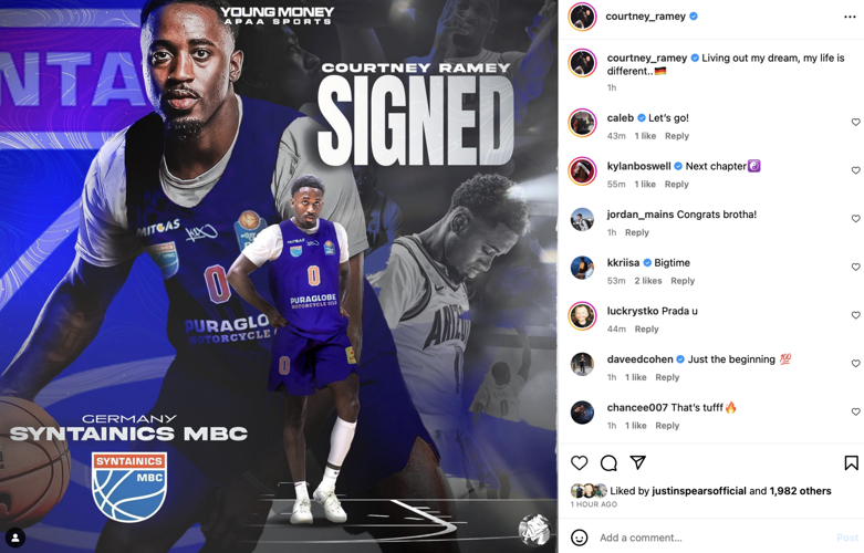 Ex-Wildcat Courtney Ramey to play for German club