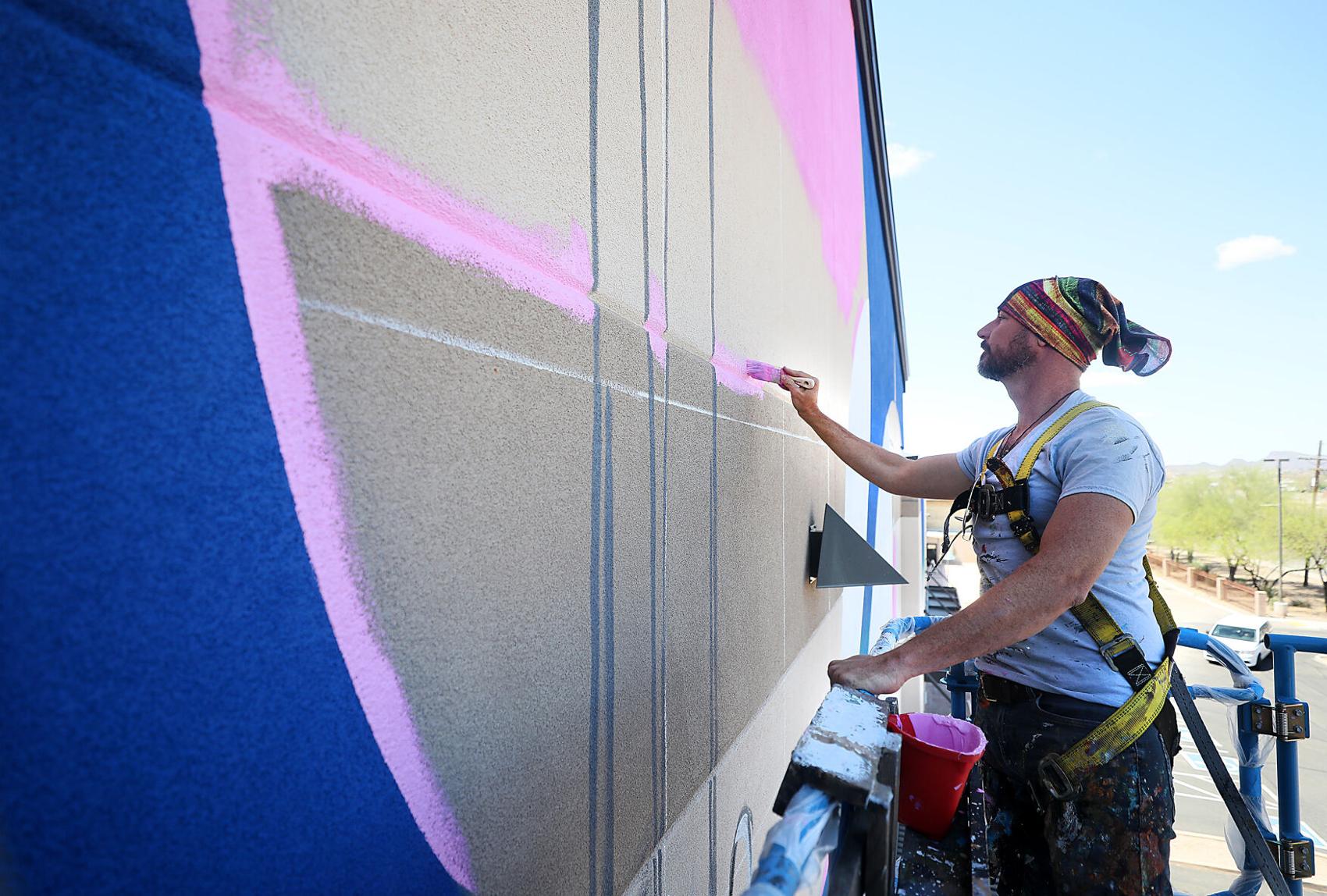 Photos: Tucson artist Joe Pagac works on his largest mural yet