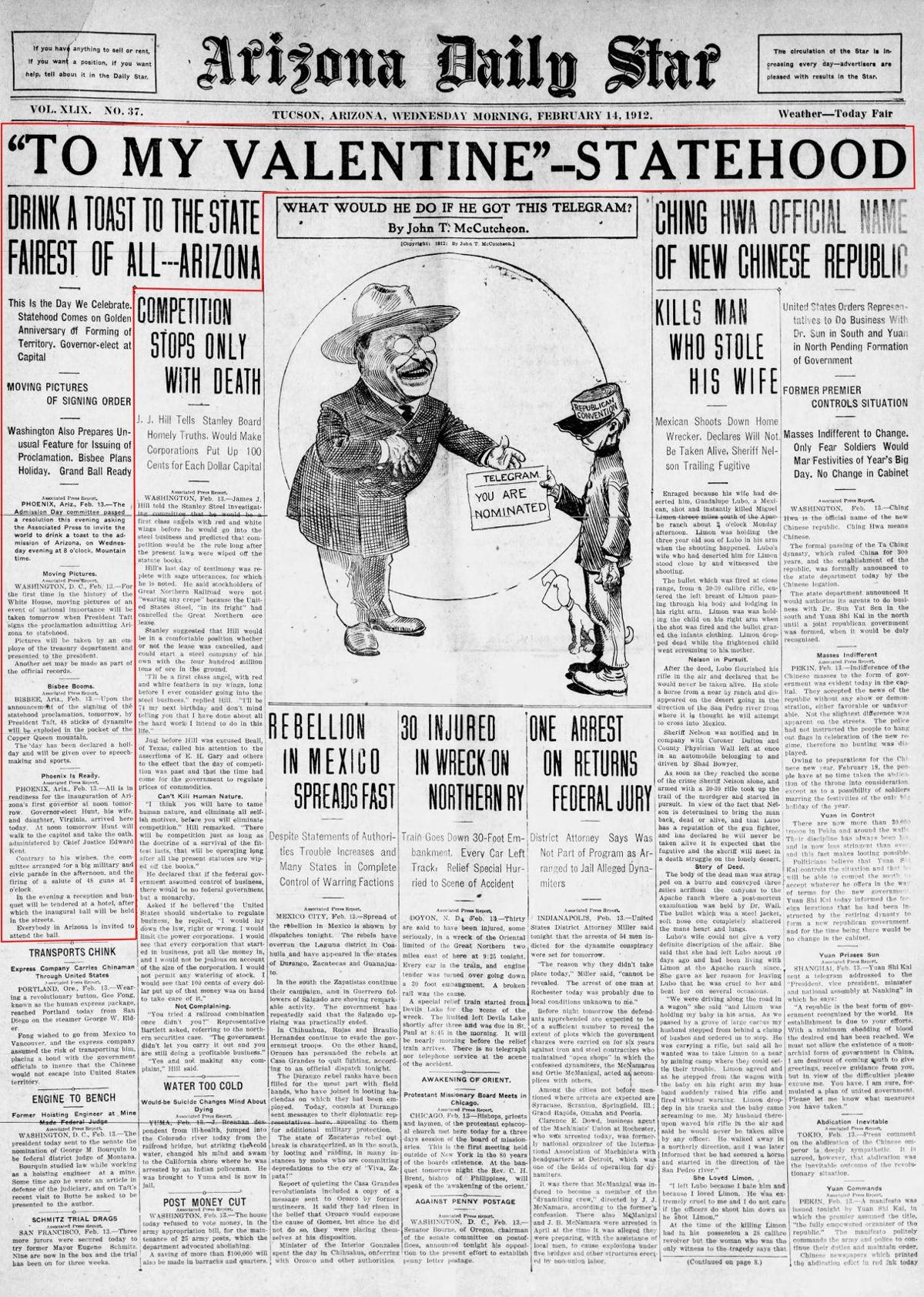 Feb. 14, 1912: Arizona becomes a state