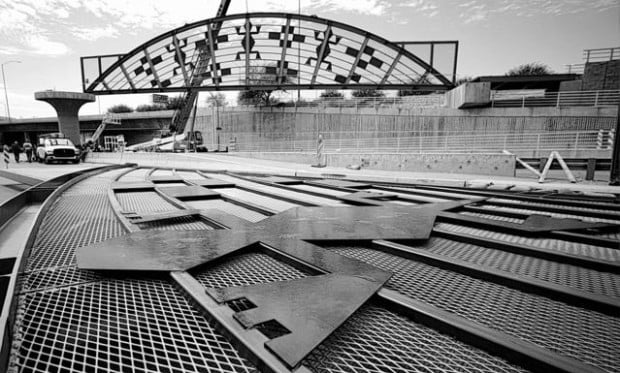 Basket Bridge going up over Euclid Avenue