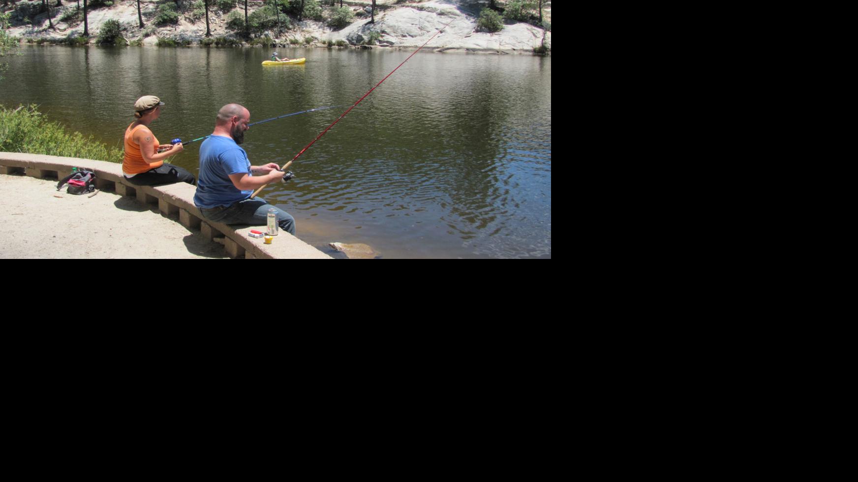 Cooling off, going fishing at Rose Canyon Lake