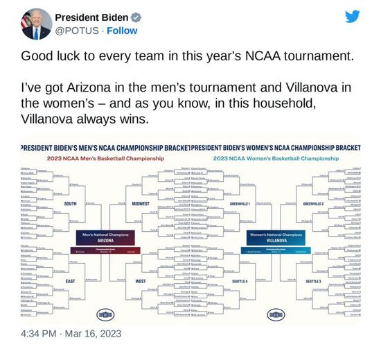No recount on this one: President Joe Biden's March Madness bracket had ...