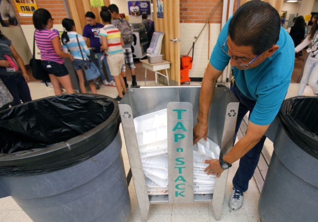 Amphi MS thinks green, recycling lunch trays