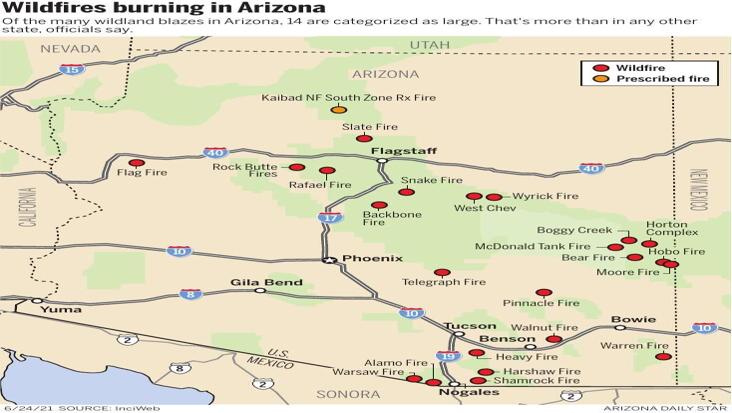 Walnut Fire southeast of Tucson burns without containment; other blazes ...