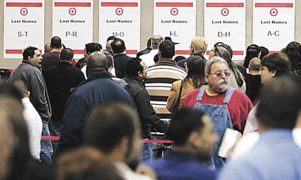 Job-seekers throng Target warehouse