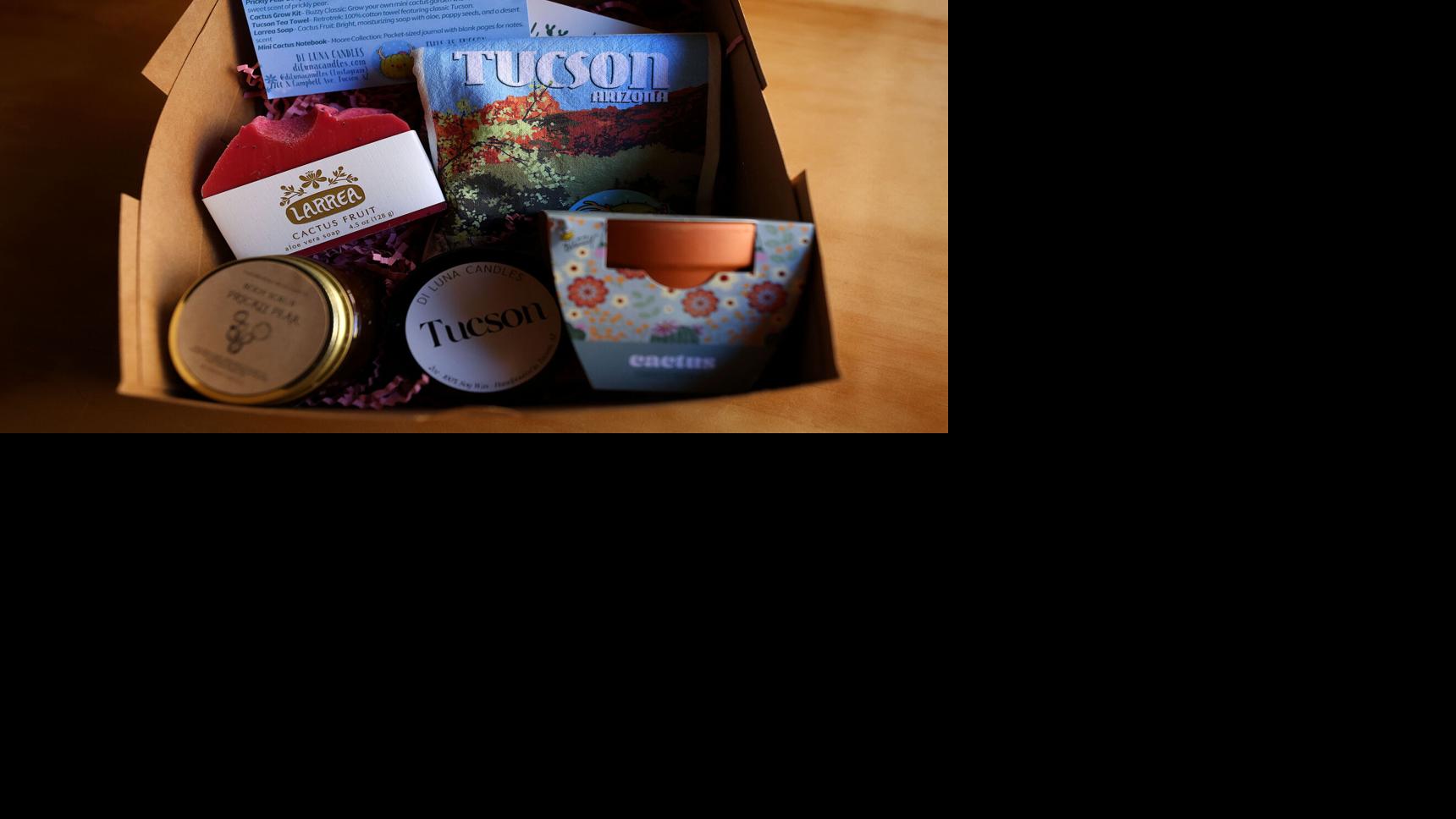 We created this cute Tucson-themed gift box with Di Luna candles
